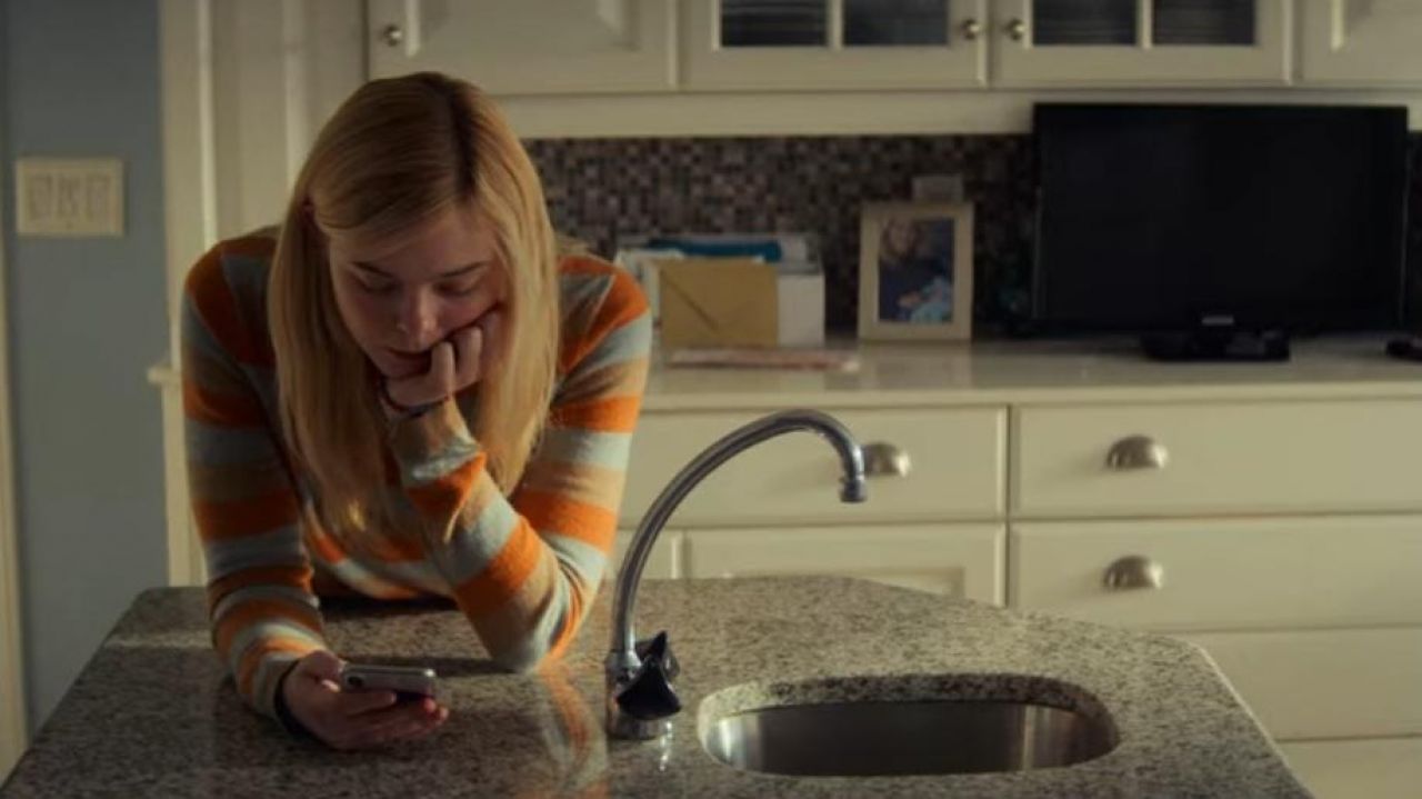 Tricolor (beige, orange, and baby blue) striped sweater worn by Violet ...