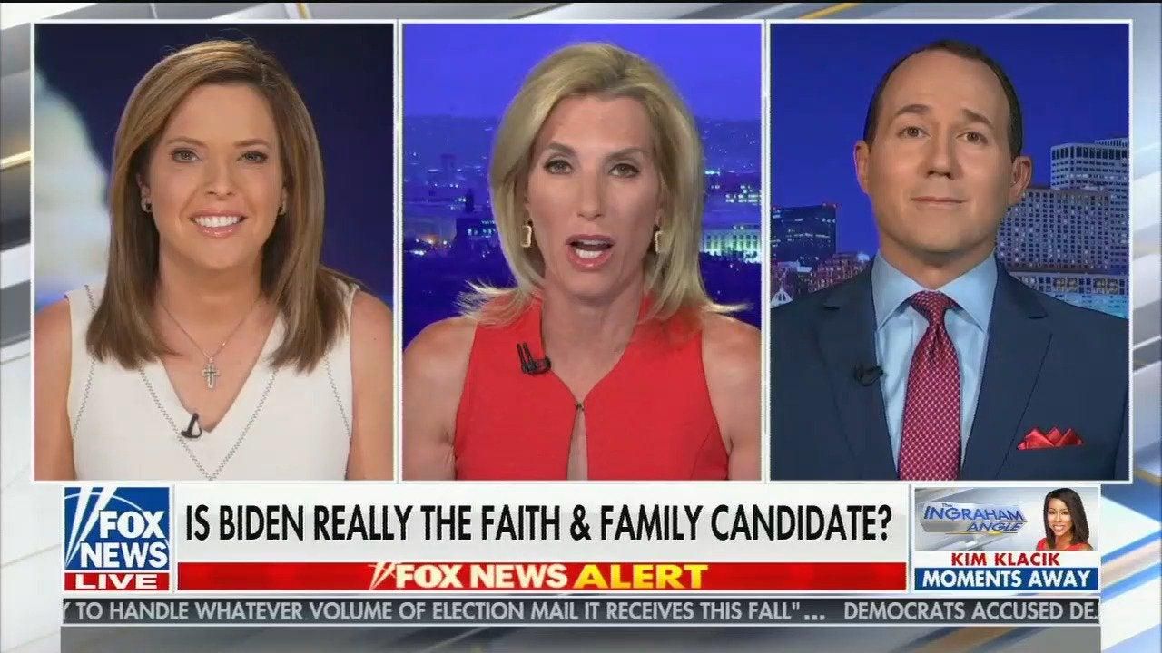 Gold earrings worn by Laura Ingraham in The Ingraham Angle | Spotern