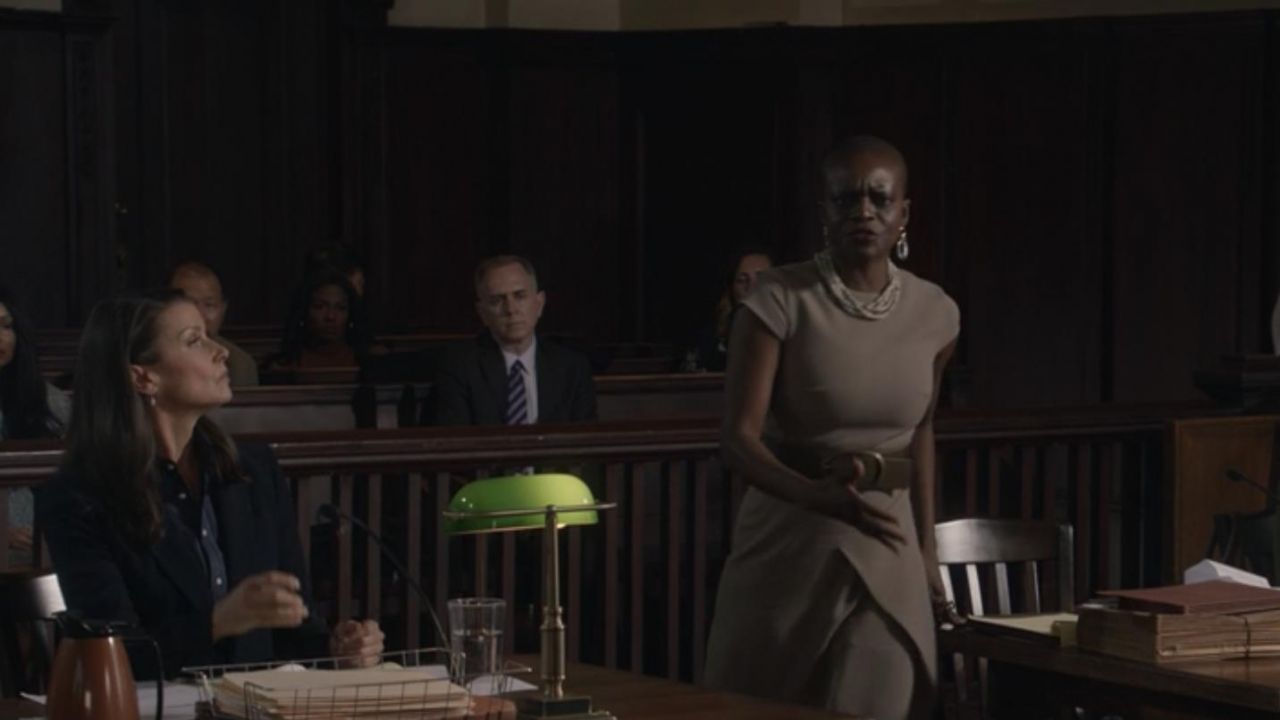 Beige taupe dress worn by Kimberly Crawford (Roslyn Ruff) as seen in ...