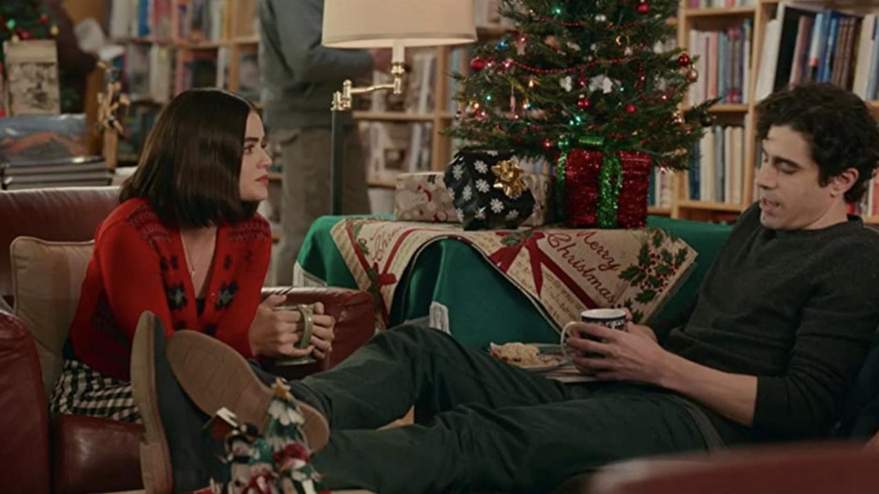 Red cardigan worn by Lucy Hutton (Lucy Hale) as seen in The Hating Game ...