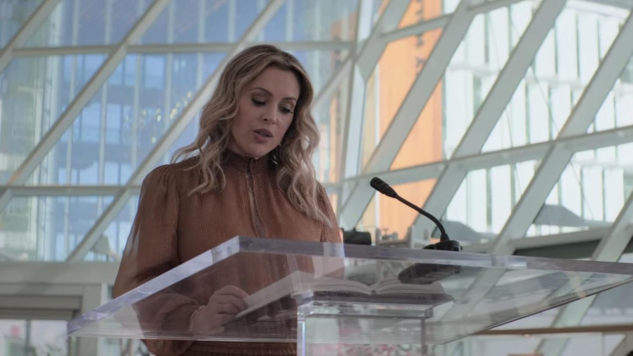 Brown dress worn by Grace (Alyssa Milano) as seen in Brazen movie ...