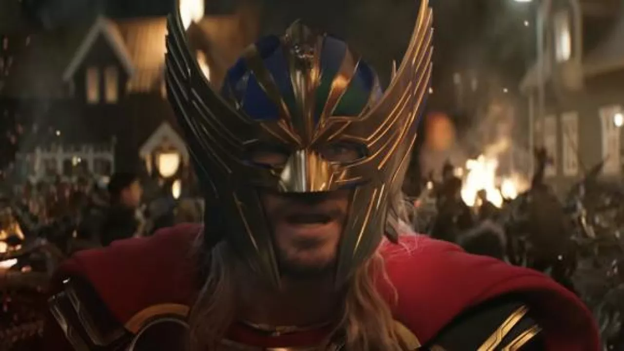 Helmet worn by Thor (Chris Hemsworth) as seen in Thor: Love and Thunder ...