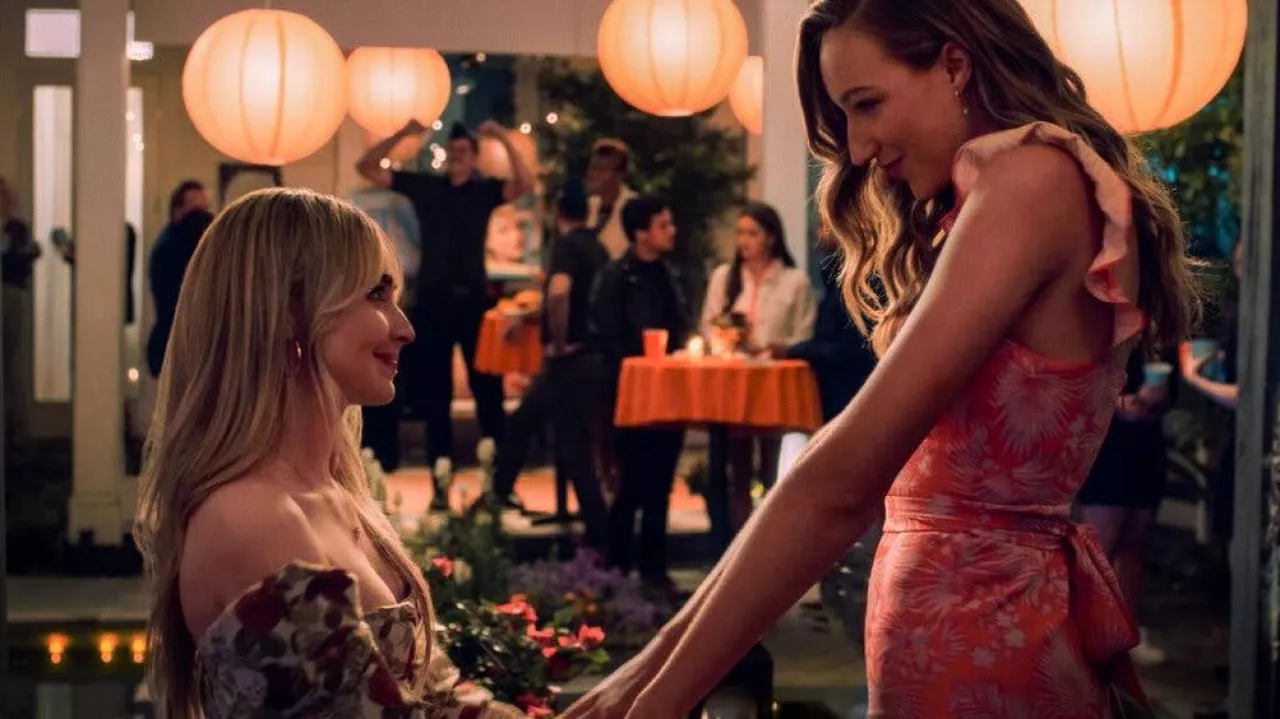 Floral dress worn by Harper Kreyman (Sabrina Carpenter) in Tall Girl 2 ...