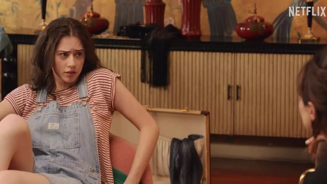 Denim short overalls worn by Lina Emerson (Susanna Skaggs) as seen in ...