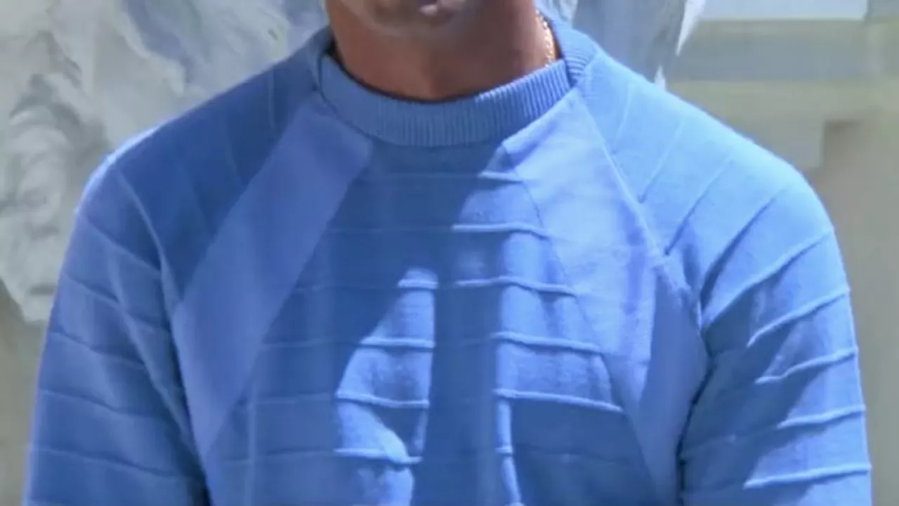 Ribbed, two tone blue sweatshirt worn by Rocky Balboa Sylvester ...