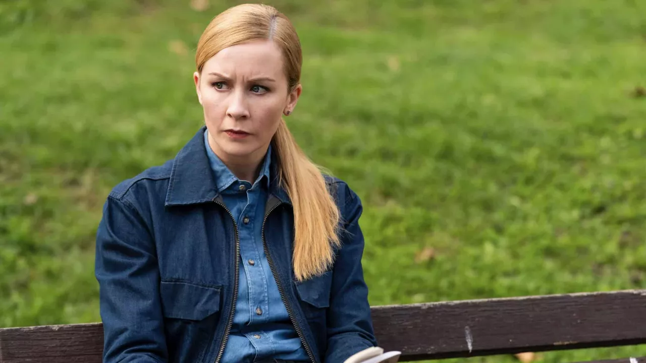 Blue zip denim jacket worn by Europol Agent Megan 'Smitty' Garretson (Eva Jane Willis) as seen ...