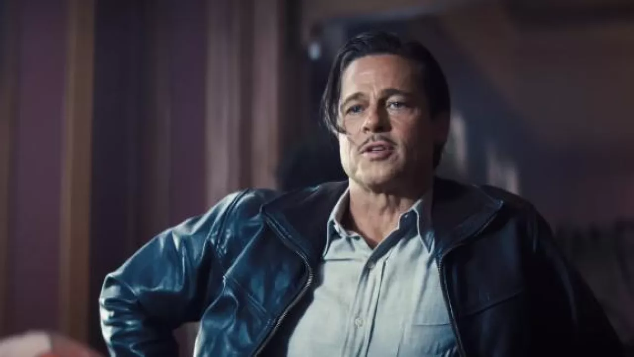 Zip leather jacket worn by Jack Conrad (Brad Pitt) as seen in Babylon ...