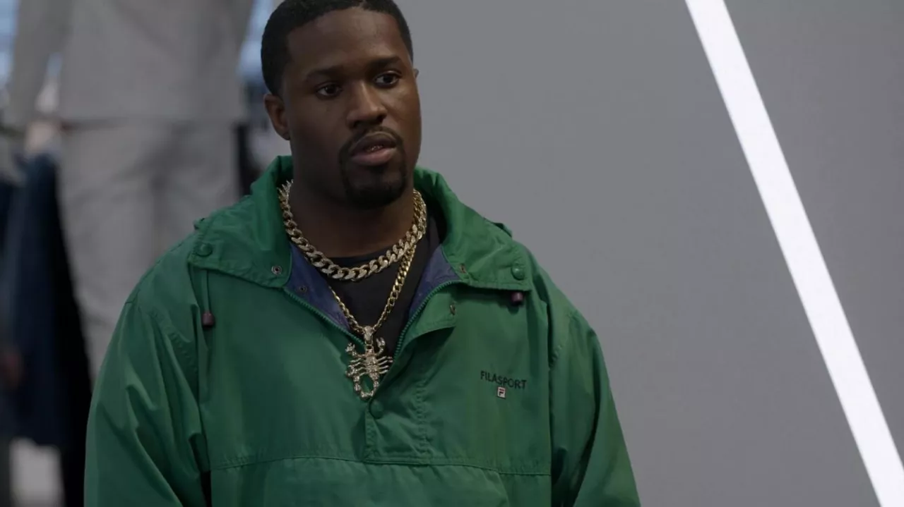 Fila green jacket worn by Sha Raider (Shameik Moore) as seen in Wu-Tang ...