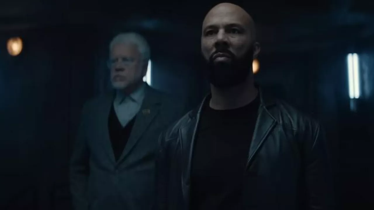 Leather blazer jacket worn by Robert Sims (Common) as seen in Silo TV ...