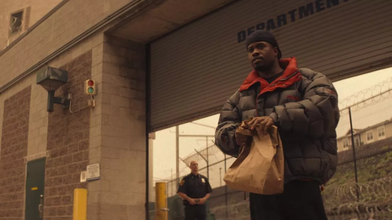 Fubu Down jacket in grey worn by Sha Raider (Shameik Moore) as seen in ...