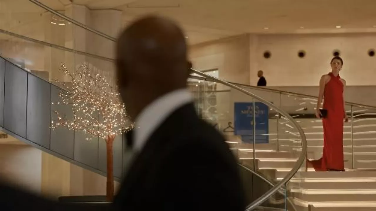 Red dress worn by Kate Wyler (Keri Russell) as seen in The Diplomat ...