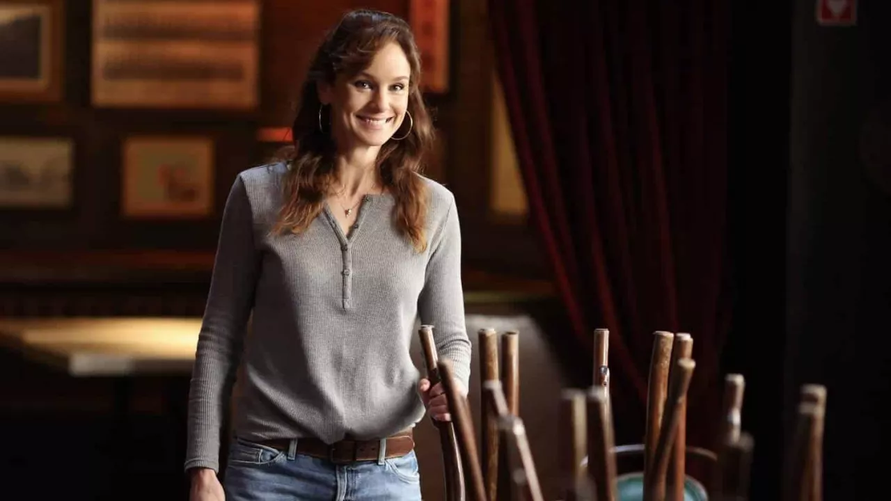 Grey henley top worn by Birdie Nicoletti (Sarah Wayne Callies) as seen ...