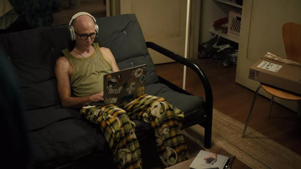 Printed Pants worn by Alan (Thomas Nowell) as seen in Platonic TV ...