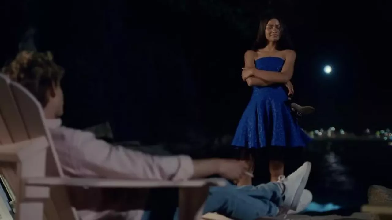 Blue dress worn by Tashi (Zendaya) as seen in Challengers movie | Spotern