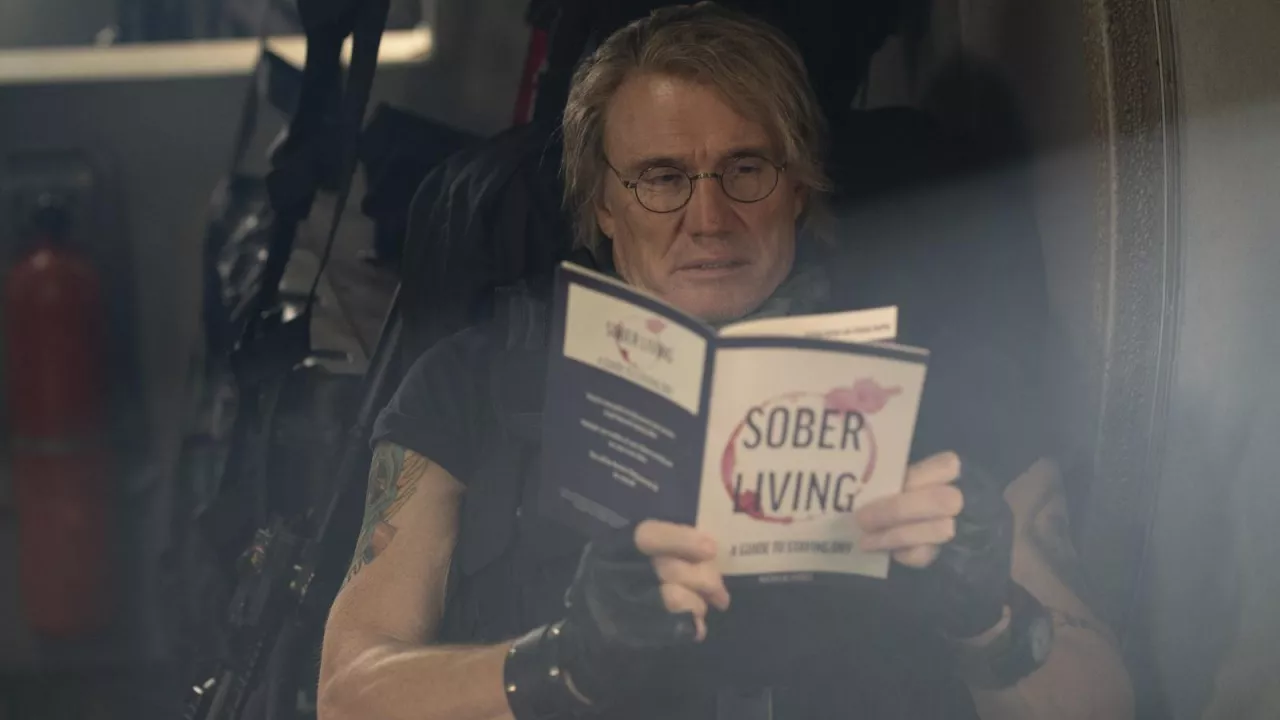 Sober Living Book worn by Gunner (Dolph Lundgren) as seen in ...