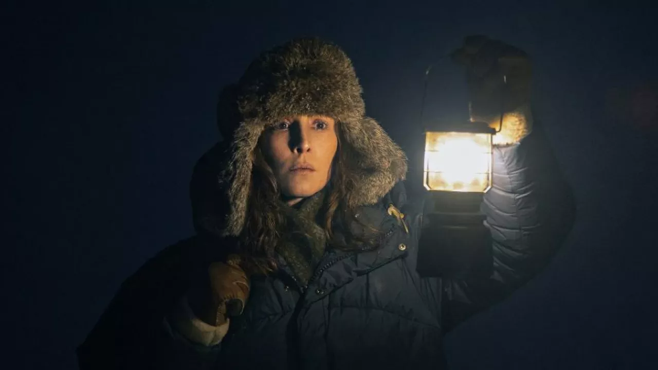 Navy Blue Quilted Parka Jacket worn by Jo Ericsson (Noomi Rapace) as ...