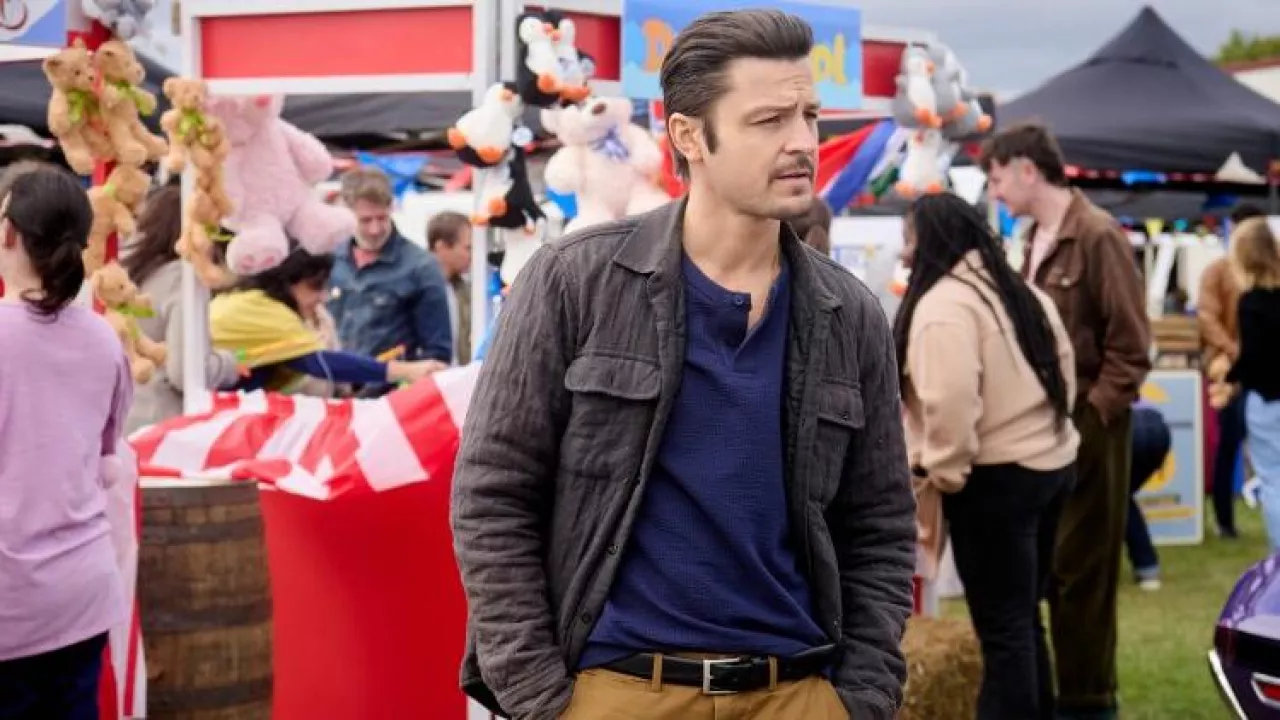 Brown jacket worn by Luke (Tyler Hynes) as seen in Shifting Gears movie ...