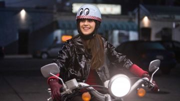 Yes Man Zooey Deschanel Helmet YES MAN (2008) Stock Photos,