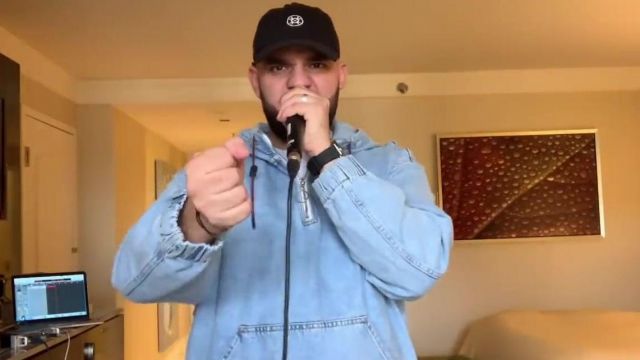 Sweatshirt hooded jean worn by Wawad in his video Grand Beatbox Battle ...