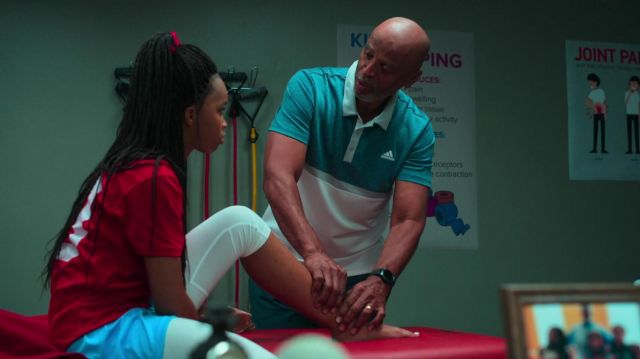 Adidas color block polo shirt worn by Coach Warrick (Al Mitchell) as ...