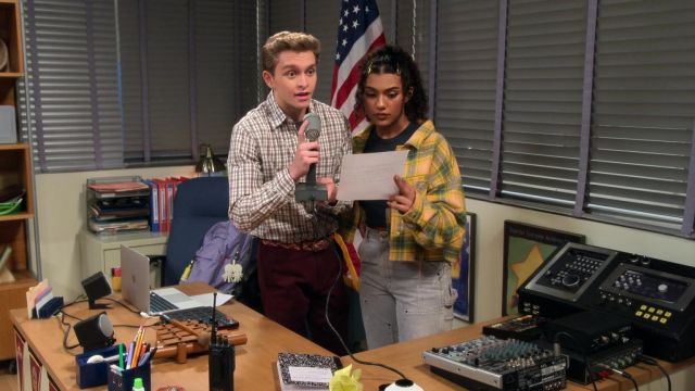 Yellow plaid jacket worn by Robyn Rook (Dior Good­john) as seen in Head ...