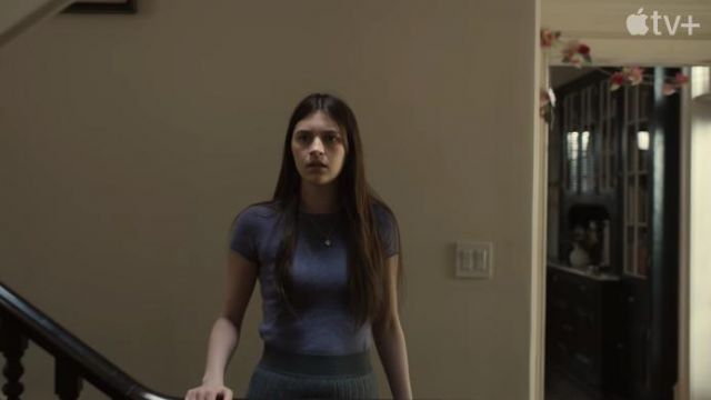 Blue short sleeve sweater worn by Leanne Grayson (Nell Tiger Free) as ...