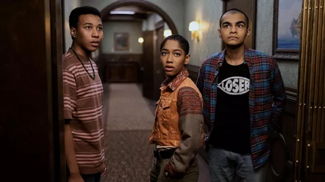 Orange Sleeveless denim jacket worn by Iman Benson in The Midnight Club ...