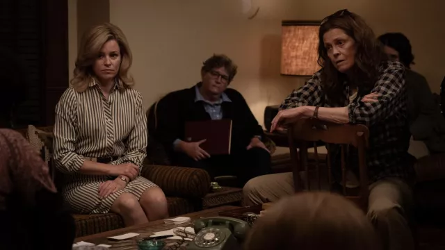 Striped dress worn by Joy (Elizabeth Banks) as seen in Call Jane movie ...