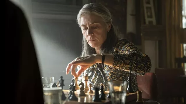 Floral blouse top worn by Catherine Standish (Saskia Reeves) as seen in ...