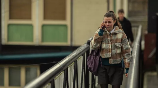 Plaid fur jacket worn by Ella (Beau Gadsdon) as seen in Treason TV ...