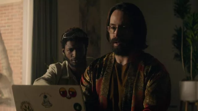 Printed robe worn by Bodhi (Martin Starr) as seen in Tulsa King TV show ...