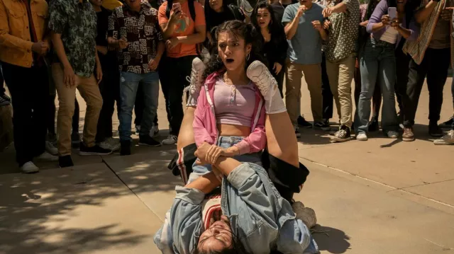 Pink crop top worn by Ines (Bryana Salaz) as seen in Freeridge wardrobe ...