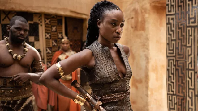 Leather tunic worn by Njinga (Adele Oni) as seen in African Queens ...