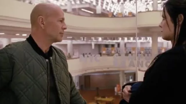 Green quilted bomber jacket worn by Frank Moses (Bruce Willis) in RED ...