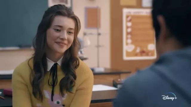 Yellow printed sweater worn by Amelia (Sydney Taylor) as seen in ...