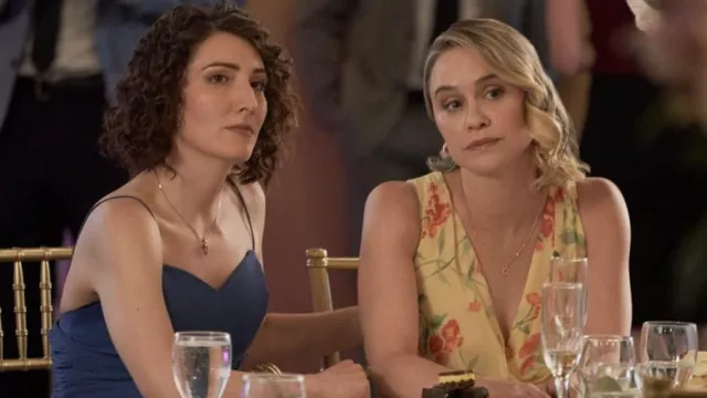 Yellow floral dress worn by Rebecca (Becca Tobin) as seen in The ...