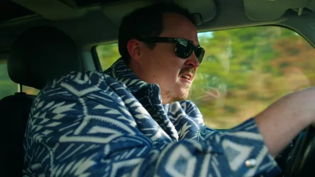 Blue and White Printed jacket worn by Gilly (Shane Gillis) as seen in ...