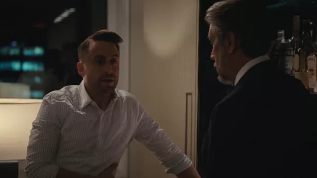 Striped formal shirt worn by Roman Roy (Kieran Culkin) as seen in ...