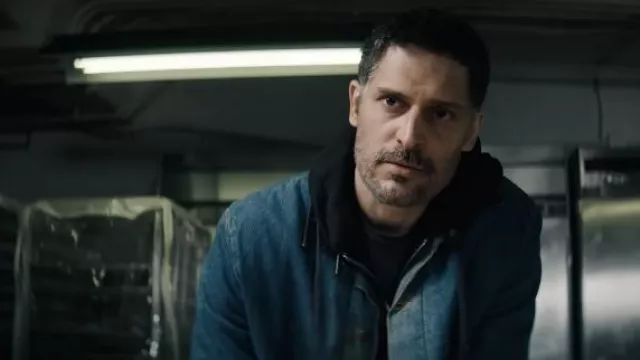 Denim jacket worn by Reggie (Joe Manganiello) as seen in The Kill Room ...