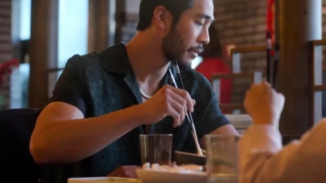 Dark green- short sleeved shirt of Charles Sun (Justin Chien) in The ...