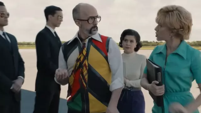 Colorful Zip Vest worn by Lance (Jim Rash) as seen in Fly Me to the ...