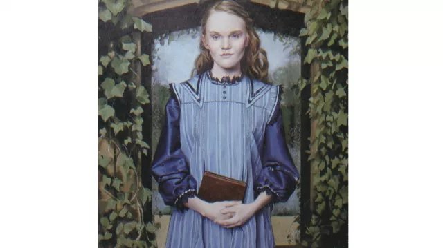 Blue striped dress worn by Ariana Dumbledore (Hebe Beardsall) in Harry ...