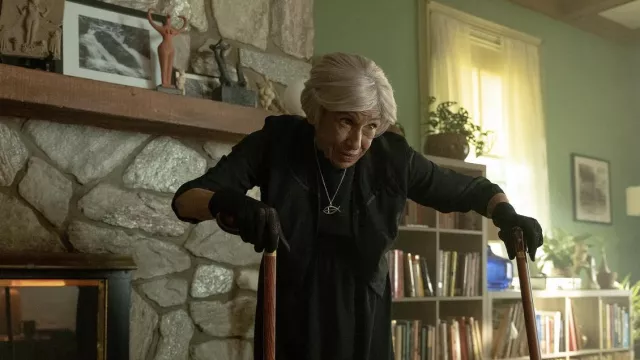 Outfits of The Front Room Movie: Kathryn Hunter wears Fish pendant ...