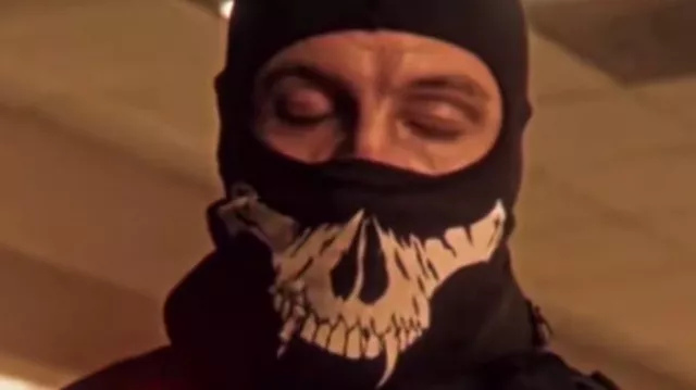 Ray Merrimen's ski mask of Ray Merrimen (Pablo Schreiber) in Den of ...